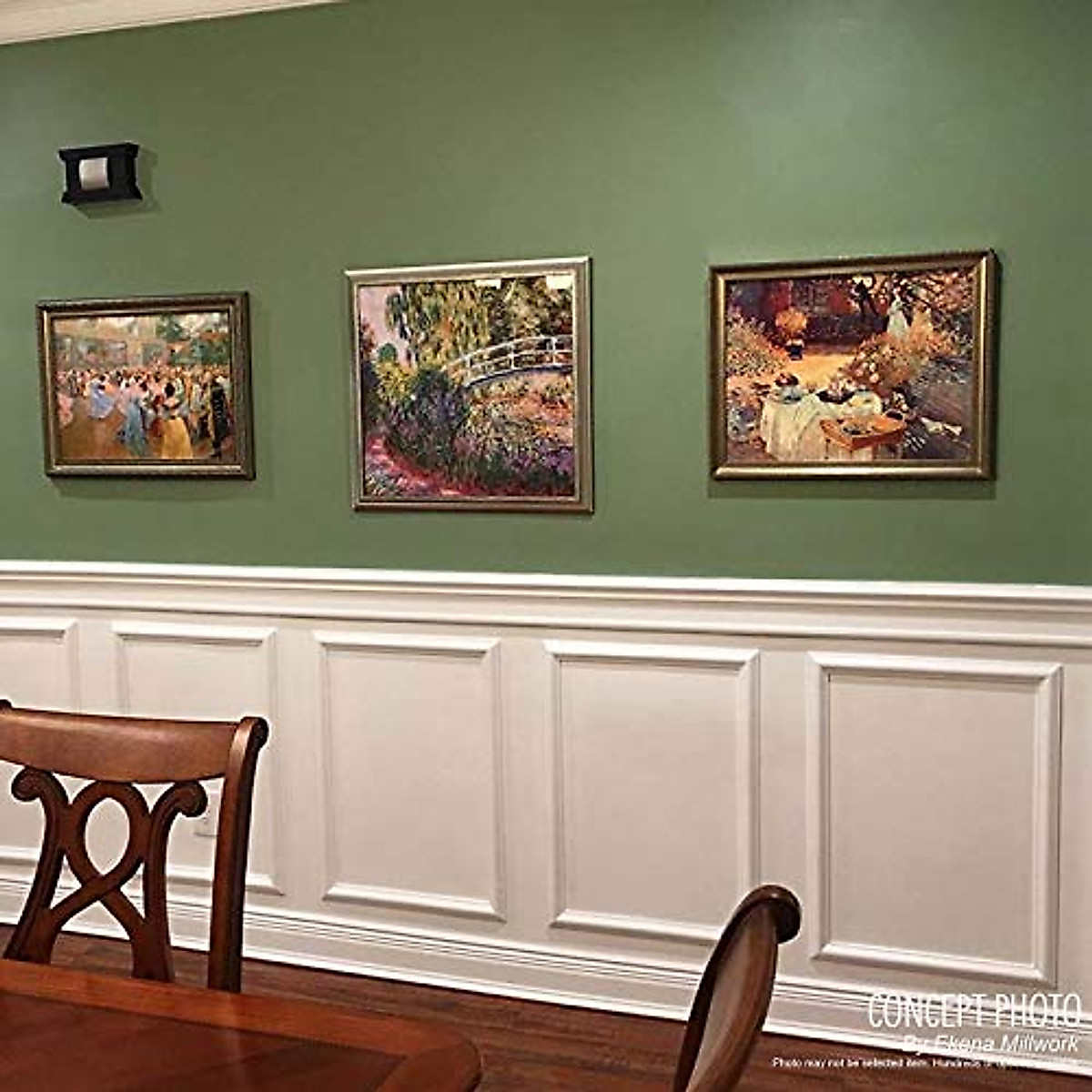 Ekena Millwork PNL16X24AS-01-CASE-2 Ashford Molded Classic Wainscot Wall Panel, 16"W x 24"H x 1/2"P, Factory Primed White, 2 Count