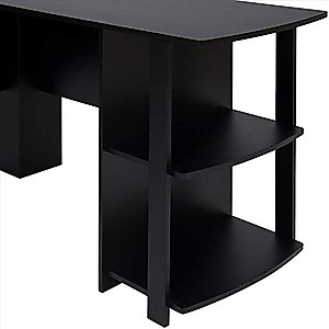 L Shaped Desk with 2 Tier Bookshelves, Computer Corner Desk, Home Office Writing Workstation, Gaming Desk PC Laptop Table with Storage for Study/Writing/Working (Black)