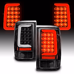 AmeriLite For 1993-1997 Ford Ranger C-Type Halogen, Led, Tube Replacement Pickup Truck Taillight Set - Passenger and Driver Side, Vehicle Light Assembly, Black