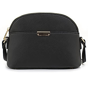 Emperia Ava Small Cute Saffiano Faux Leather Dome Crossbody Bags Shoulder Bag Purse Handbags for Women Black