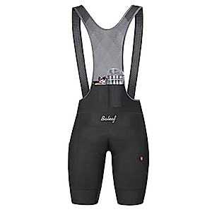 BALEAF Men's Cycling Bib Shorts 4D Padded, Road Bike Cycling Bibs Biking Bicycle Shorts Gel Pockets UPF50+ Black L