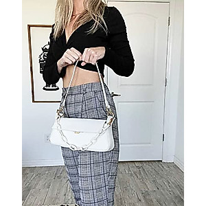 GRACE KARIN Women Shoulder Bag Crossbody Removable Strap Leather White Chain Handbags Medium