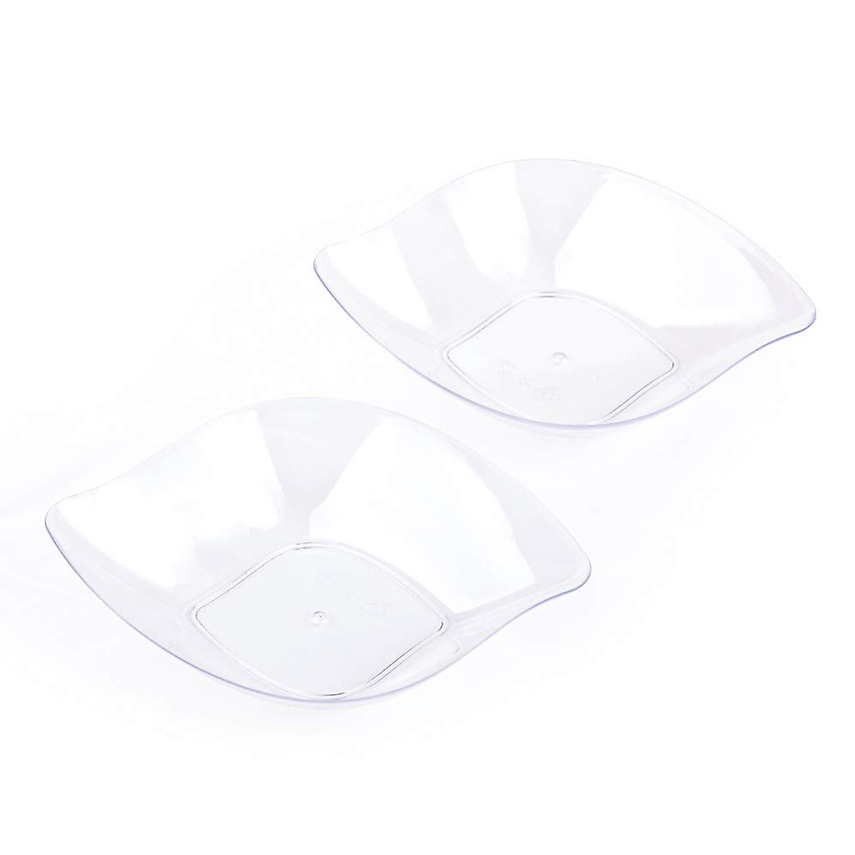 Kingrol 100 Count Mini Dessert Plates, Clear Disposable Plates for Cakes, Desserts, Appetizers, Snacks, Tastings, 4.5 x 3.62 x 0.87 Inch