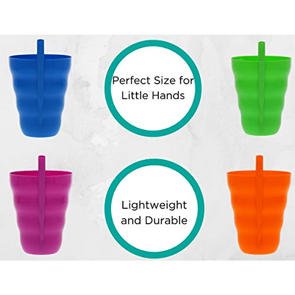 Arrow Sip-A-Cup with Built In Straw For Kids Includes Purple, Blue, Green, Orange (8 Pack)
