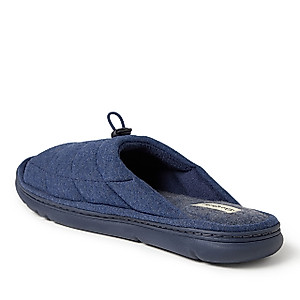 Dearfoams mens Adrian Quilted Memory Foam Sweatshirt Slide Slipper, Navy, Large US