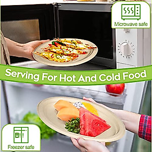 EcoAvance Oval Paper Plates Small, 7 inch Paper Plates 100 Pack, 100% Recycled Paper Plates, Natural Eco Friendly Disposable Plates, Compostable Dessert Plates, Brown Paper Plates Bulk