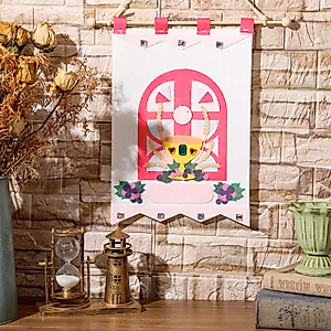 SmoothNovelty First Communion Banner Kit 9 x 12 Inches Felt Holy Communion Banner First Communion Grapes Craft 1st Communion Banner Kit for Church Sunday School Boys Girls DIY Catholic (Pink)