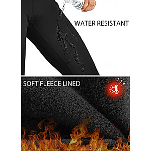 Willit Women's Fleece Lined Leggings Water Resistant Winter Pants Thermal High Waisted Yoga Hiking Running Tights Pockets Black 3XL