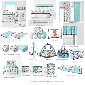 Bacati - Small Storage Tote Safari Animals Aqua/Orange/Gray Boys 10 x 10 x 10 inches