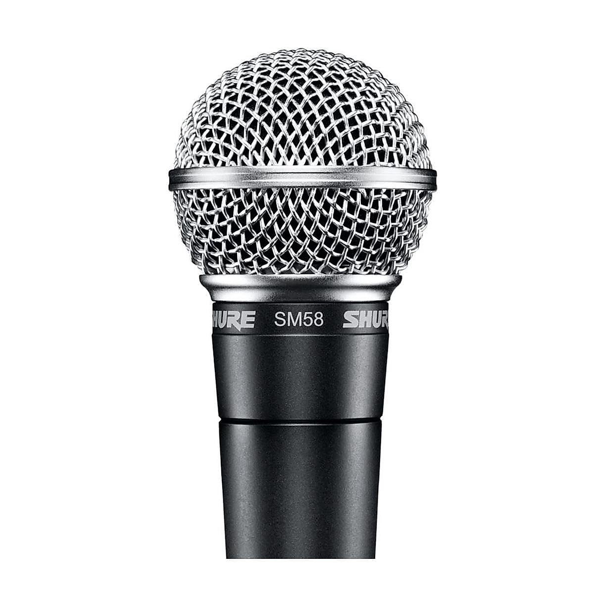 Shure SM58-LC Cardioid Dynamic Vocal Microphone Bundle with Stand Adapter and Zippered Pouch, XLR