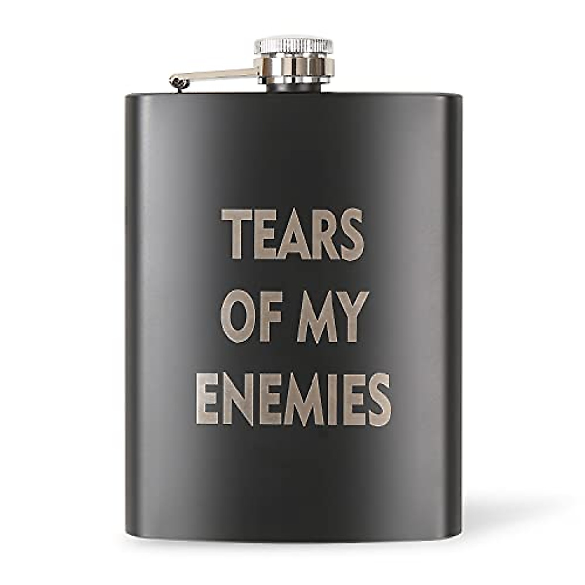 Funny flask for liquor for men and women, Hip Flask Gift set, Tears of My Enemies, 8 ounce, 304 Stainless Steel with 2 cups and Funnel, Laser Engraved (Tears of My Enemies)