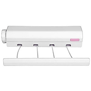 mumisuto Telescopic Clothes Airer, Heavy Duty for Drying Laundry Line Outdoor，Wall Mounted, Retracting Hanging Clothing Drying Rack(Cuatro cuerdas)