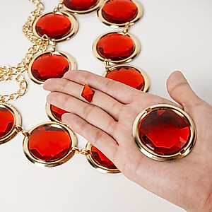 Red Gem Waist Belt - PUWUTO Anime Cosplay Stone Chain Western Belt, Adjustable Halloween Rhinestone Belt Costume for Women Halloween Cosplay Props Accessories