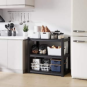 Generic 32"" W Storage Shelves,Heavy Duty Metal Shelving Unit,Pantry Shelves, Kitchen Shelves, Garage Shelving,Utility Rack (31.5"" W×15.7"" D×31.5"" H), Black, TGJZ-80W