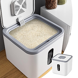 MCGOS Rice Dispenser, Rice Airtight Storage Container, 25 Lbs Rice Container, Cereal Dry Food Flour Bin, Food Dispenser with Measuring Cup, Kitchen and Pantry Organization Bin for Sugar, Pasta