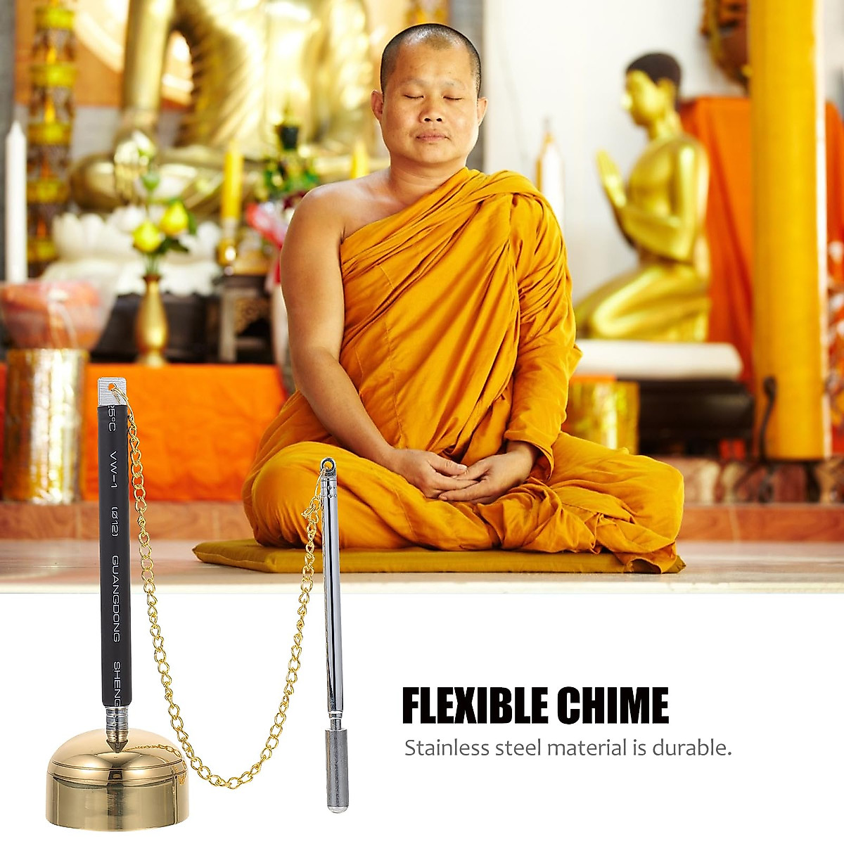 VOSAREA Tingsha Bell Buddhist Chime Meditation Chime Bells Buddhist Lucky Symbols Tingsha Cymbals Temple Dharma Ritual Utensil (S)