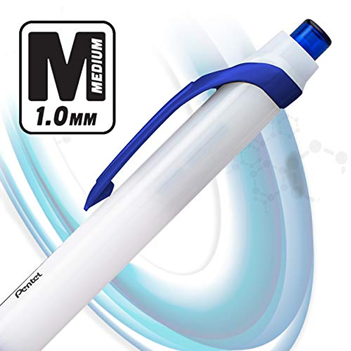 Pentel GlideWrite Ballpoint Pen with TechniFlo Ink, (1.0mm) Medium Line, Blue Ink, 6-Pk