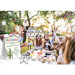 Fiesta Bridal Shower Theme Decorations,Put A Ring On It Game,Don't Say Bride Games,Bridal Shower Games,Wedding Shower,Engagement Party Games(1 Sign And 50 Plastic Diamond Rings)-6