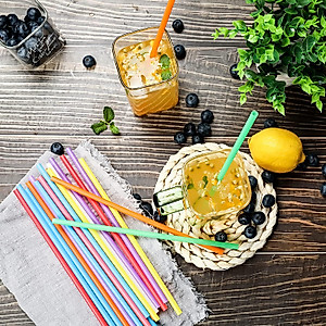 100 Pcs Colorful Plastic Long Disposable Drinking Straws.(0.23''diameter and 10.24"long) (Colorful-long)