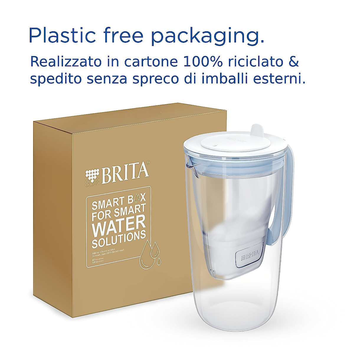 BRITA Glass Water Filter Jug Starter Pack-Light Blue (2.5L) incl. 3x MAXTRA PRO All-in-1 cartridge-Premium Glass Design jug with easy-filling Flip-Lid and Indicator- in sustainable Smart Box packaging