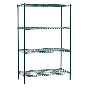 METRO Super Erecta Metroseal Green Epoxy Shelving Unit - Industrial Wire Shelving for Restaurants, Kitchens, Walk-in Coolers/Freezers with Microban - 4 Tier, 2000 lbs Capacity, 24” W x 48” L x 74” H