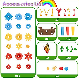 ROATEE 76PCS Toddler Toys, Garden Building Toy Kits for 3 4 5 6 7 Years Old Kids, Preschool Educational Activity Toy, Indoor and Outdoor Stacking Game Gifts for Children's Birthday and Christmas