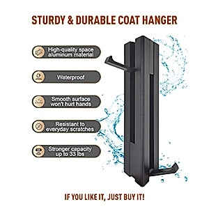 Waterproof Towel Robe Coat Holder for Wall，Foldable Black Towel Hooks，coat rack，Free Perforated，Bathroom Hooks，Black Wall Hooks，Bathroom Towel Holder，adhesive robe hooks for wall，for Bathroom，Kitchen