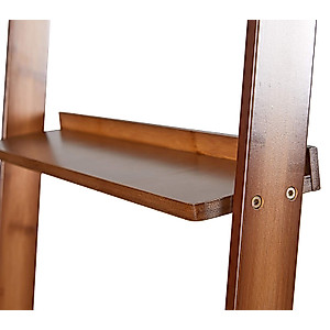 K KELBEL Bookshelf & Ladder Shelf &Storage Rack & Multipurpose Bamboo Organizer Shelves Furniture for Home Office, Living Room, Kitchen, Office 5 Tier （Brown）