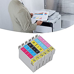 Ink Cartridge BK C M Y LC LM 6 Colors Printing Accessory Part Clear Printing Large Capacity Broad Utility for Photo Paper Document (T0851N/T0852N/T0853N/T0854N/T0855N/T0856N)
