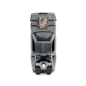 Delorean DMC (Time Machine) Brushed Metal Train Wheel Version Back to The Future Part III (1990) Movie Hollywood Rides Series 1/32 Diecast Model Car by Jada 34786