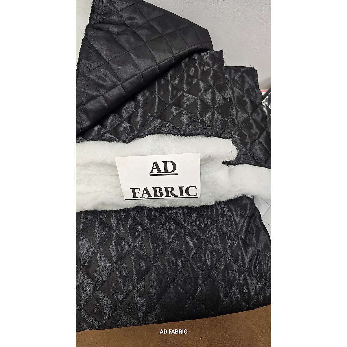 AD FABRIC, Polyester Quilted Padded Lining Fabric Black, 60" Wide, Sold by Yard, in Yards Continuous.