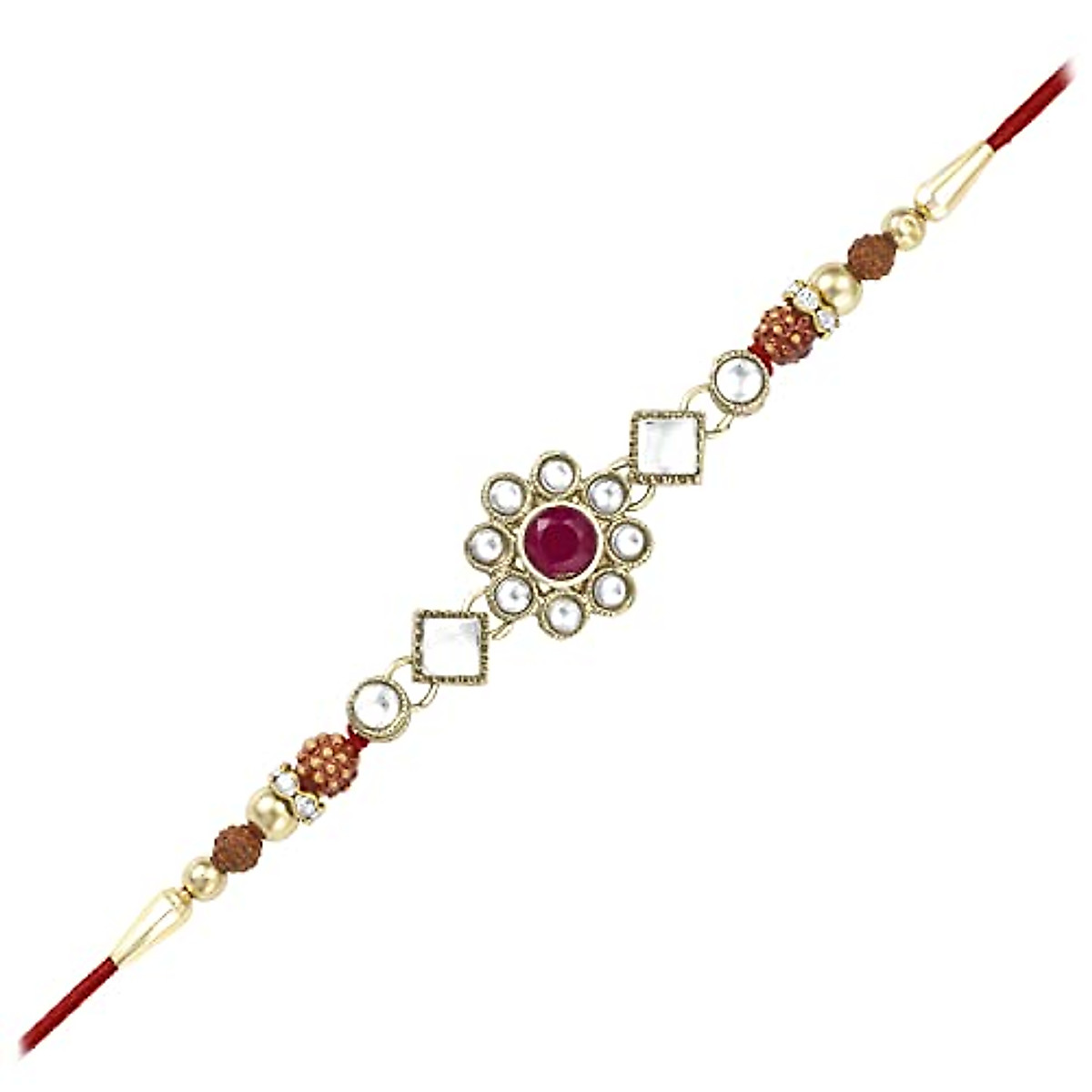Aheli Kundan Stone Rakhi for Brother with Raksha Bandhan Greeting Card