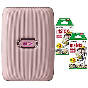 Fujifilm Instax Mini Link2 Smartphone Printer (Soft Pink) Bundle with Fuji Instax Mini Film Pack (40 Sheets)