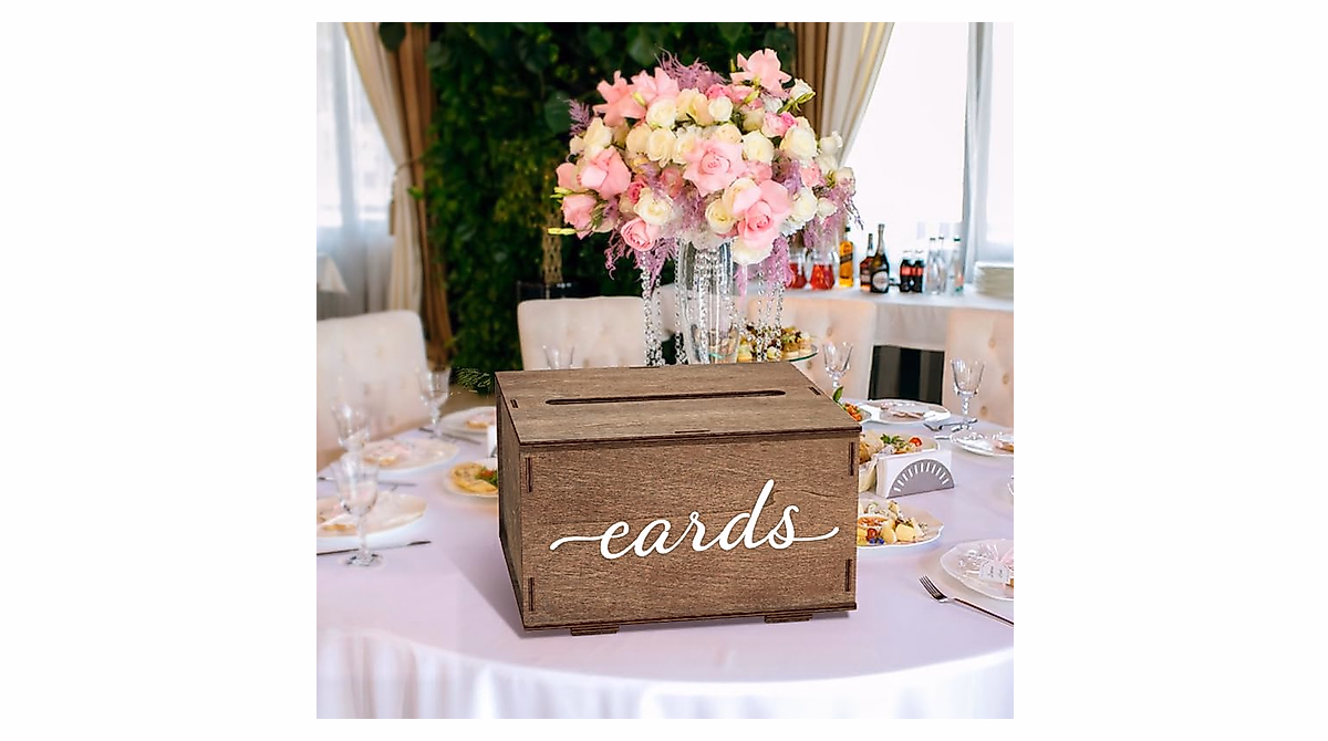 JackMa Rustic Wooden Card Box for Weddings & Parties