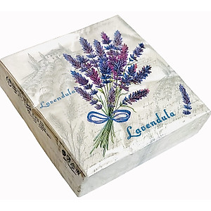 Nantucket 40 cts 13x13 Pretty Lavender Flower Paper Napkins | Flora Luncheon Dinner Napkins | Pretty purple napkin for party buffet, each 6.5''x6.5'' folded 13''x13'' unfolded