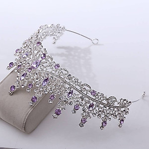 Birthday Party Queen Tiaras Crowns for Women Lavender Shiny Gothic Wedding Anniversary Headbands,4