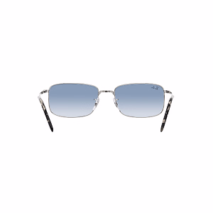 Ray-Ban RB3717 Rectangular Sunglasses, Silver/Clear Gradient Blue, 57 mm
