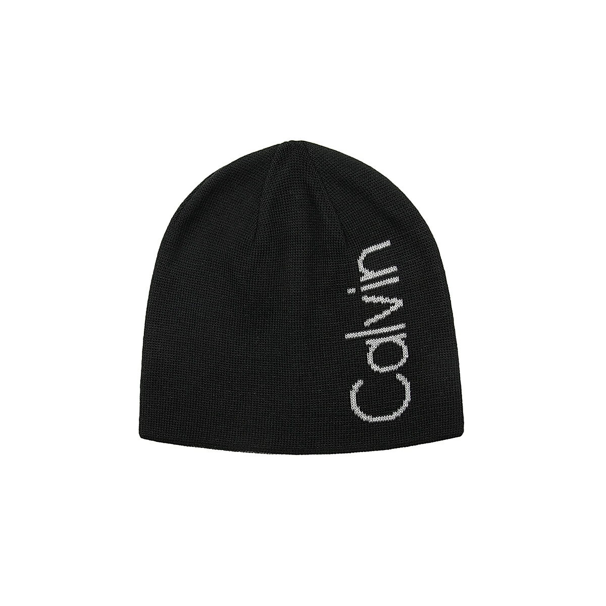 Calvin Klein Men's Reversible Beanie, Black and Grey Logo, One Size