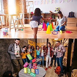 Waenerec 36PCS Carnival Games Combo Set 4 in 1 Bean Bag Toss Can Games Soft Plastic Cone Backyard Ring Toss Game for Indoor Outdoor School Field Day Birthday Party Yard Games for Kids Adults