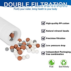 Luxsego Shower Head Filters for Skin Care Shower Head, 4 PCS PP-Cotton Filter Cartridge with Replacement Mineral Filter Beads(1oz), Ideal for Hydro Jet Filtered Showerhead Purify Hard Water