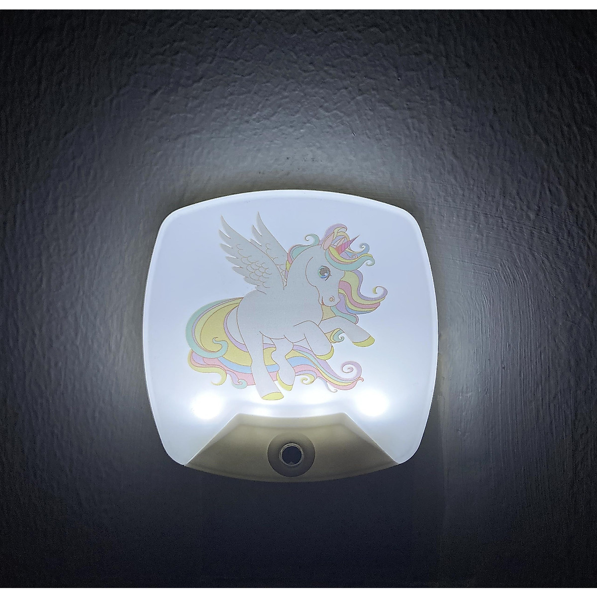 2 Pack - Cartoon Unicorn LED Plug-in Night Light for Kids - Wall Lamp Take Good Care Children Sleep Light Sensor Auto Controlled Nightlights for Baby Nursing C