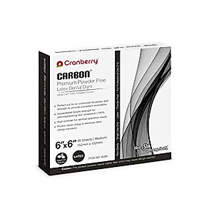 Cranberry USA CR8266 Carbon Dental Dam Latex Powder-Free, Spearmint Scented, 6x6, Black (Pack of 36)