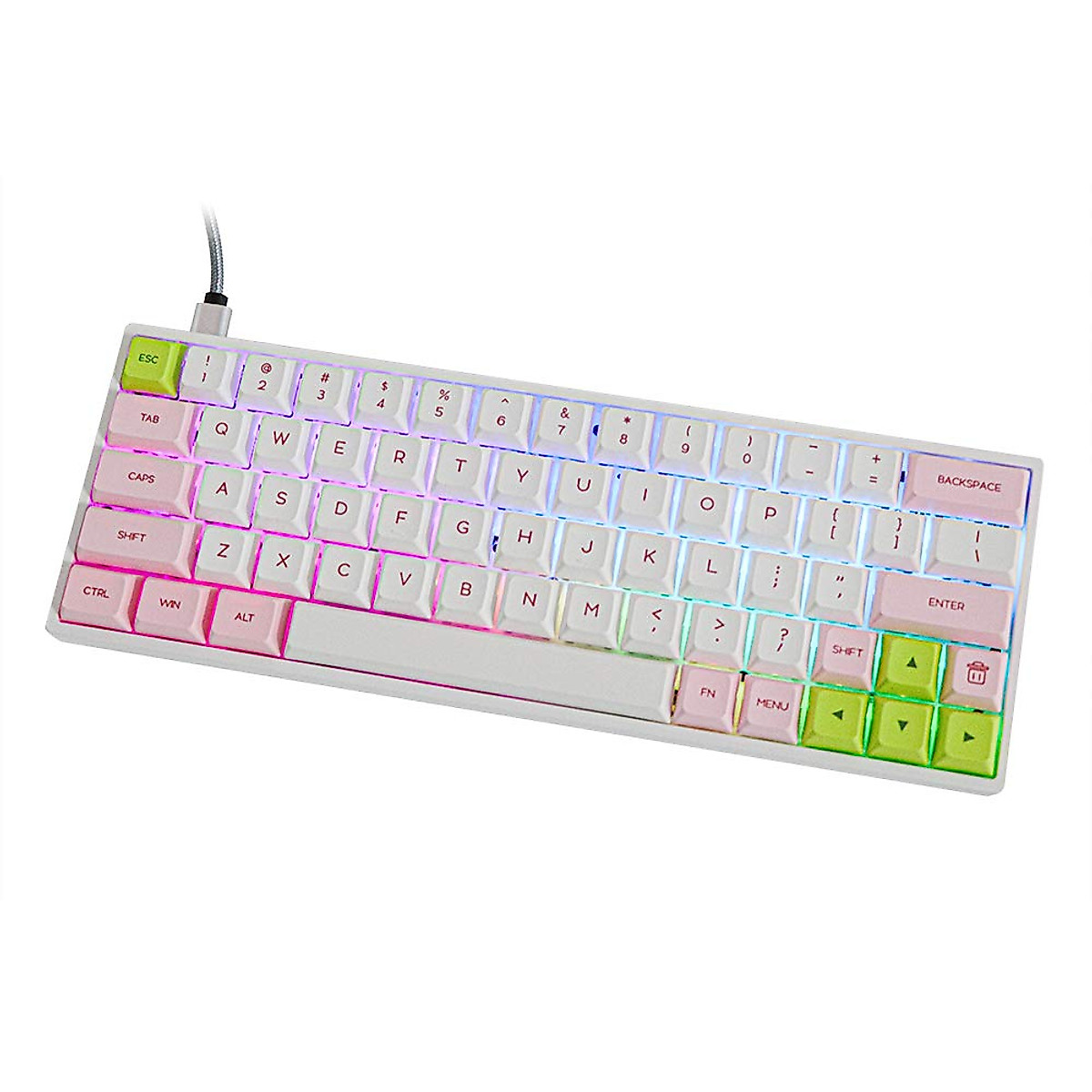 EPOMAKER SK64S Hot Swappable Bluetooth 5.1 Wireless/Wired Mechanical Keyboard with RGB Backlit, PBT Keycaps for Win/Mac/Gaming (Gateron Optical Red, Pink White)