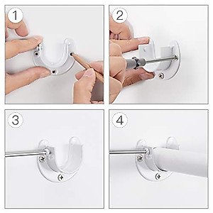 Canomo 4 Packs Heavy Duty Stainless Steel Closet Rod End Supports U-Shaped Closet Pole Sockets Flange Rod Holder with Screws, 1-1/4 Inches Diameter, White