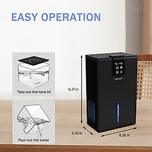 Cobectal Electric Dehumidifier for Home, Portable Dehumidifier Auto Shut Off, 3 Modes with 95oz Water Tank, Air Dehumidifier with Colorful Light for Basement, Bedroom, Bathroom, Closet (Black)