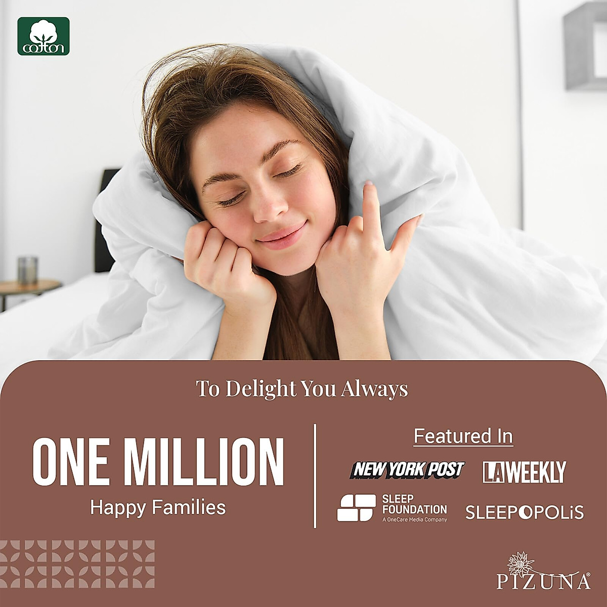 Pizuna Pure 100% Cotton King Duvet Cover with Shams, Luxurious 400 Thread Count Long Staple Cotton Sateen Weave with Hidden Button Closure (Combed White Cotton Duvet Covers King)