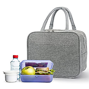 Toplive Lunch Bag, Reusable Insulated Lunch Bag, Waterproof Cooler Tote Meal Prep Lunch bag for Men & Women Work, Cute Lunch Cooler Bento Boxes Bags with Thickened aluminum Foil, Gray