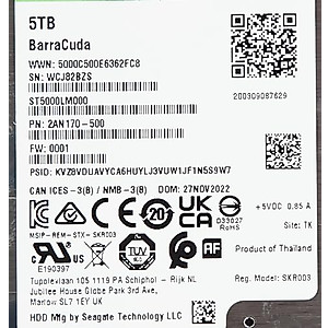 Seagate Barracuda 2.5in 5tb Sata 2.5in 5400rpm 6gb/s 128mb 15