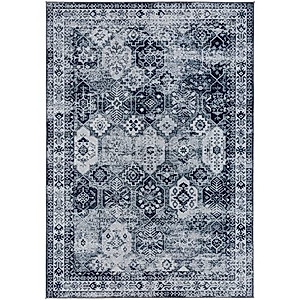 DECOMALL BAOLA Vintage Area Rugs, Traditional Carpet for Bedroom Foyer Laundry Room, Gray-Blue 4'x6'