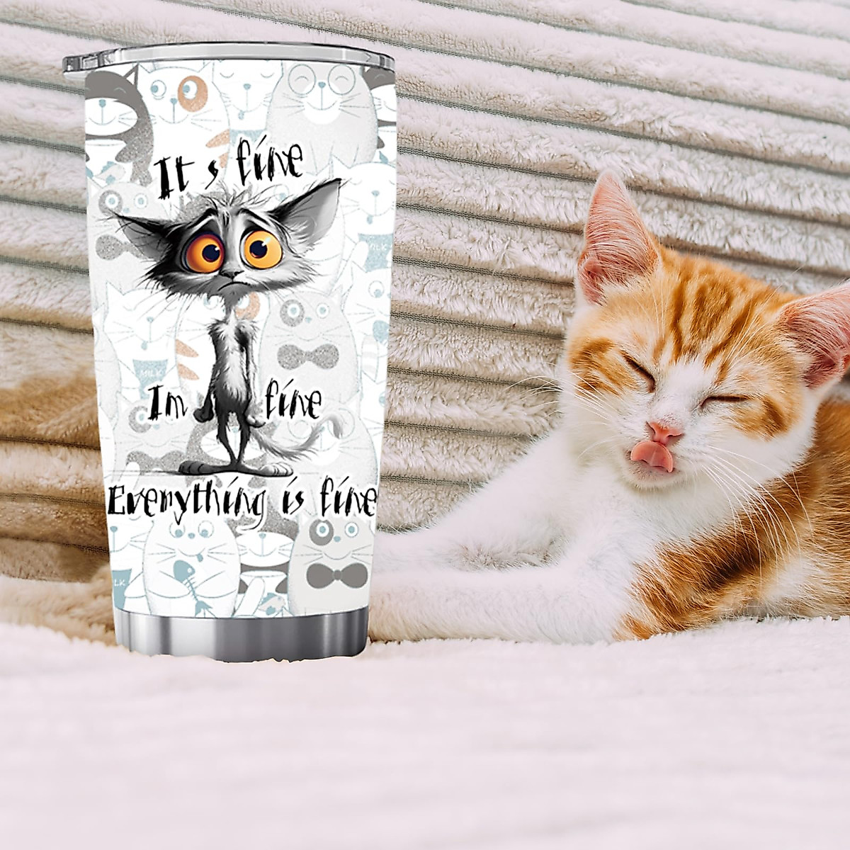 TkinTall Cat Lover Gifts for Women, Cool Gifts for Cat Lovers 20oz Tumbler, Cat Lady Gifts for Women, Cat Mom Dad Gifts for Women Men, Funny Cat Themed Gifts, Cat Gifts for Girls Birthday Christmas